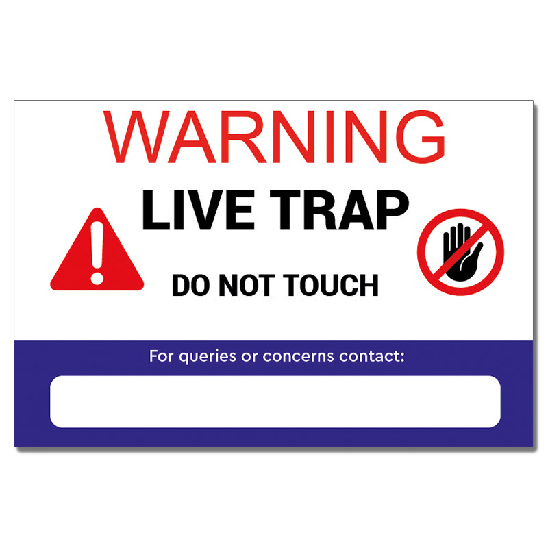 WARNING LIVE TRAP LABEL 125mm x 90mm