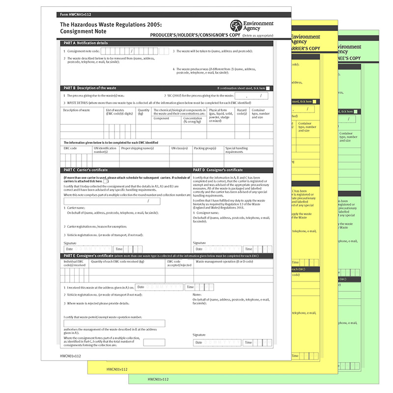 Waste Consignment Pads A4 Triplicate NCR (EA)