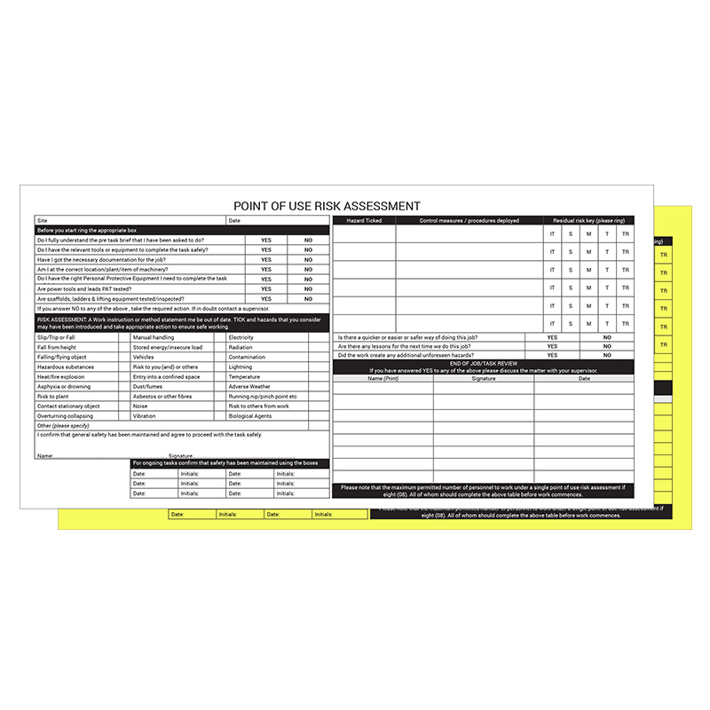 Risk Assessment Booklet DL Duplicate NCR (30 pages)