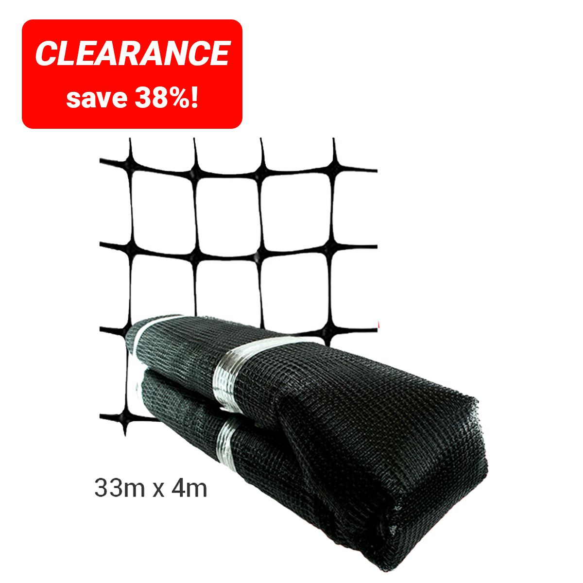 Plastic 15mm Mesh Netting Roll 33m X 4m