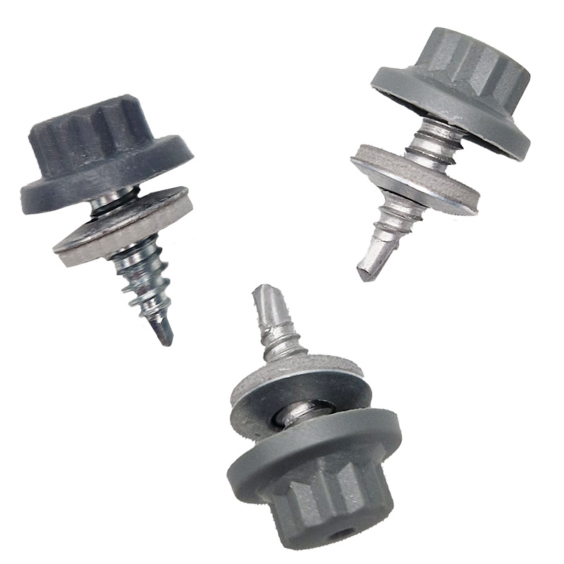 Carbon Steel Stitching Screw Moulded With Merlin Grey Nylon Cap