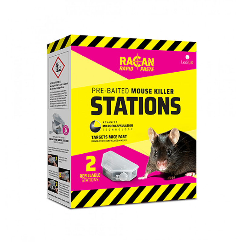 Racan Rapid Mouse Poison Paste Pre-Baited Mouse Killer Stations X 2